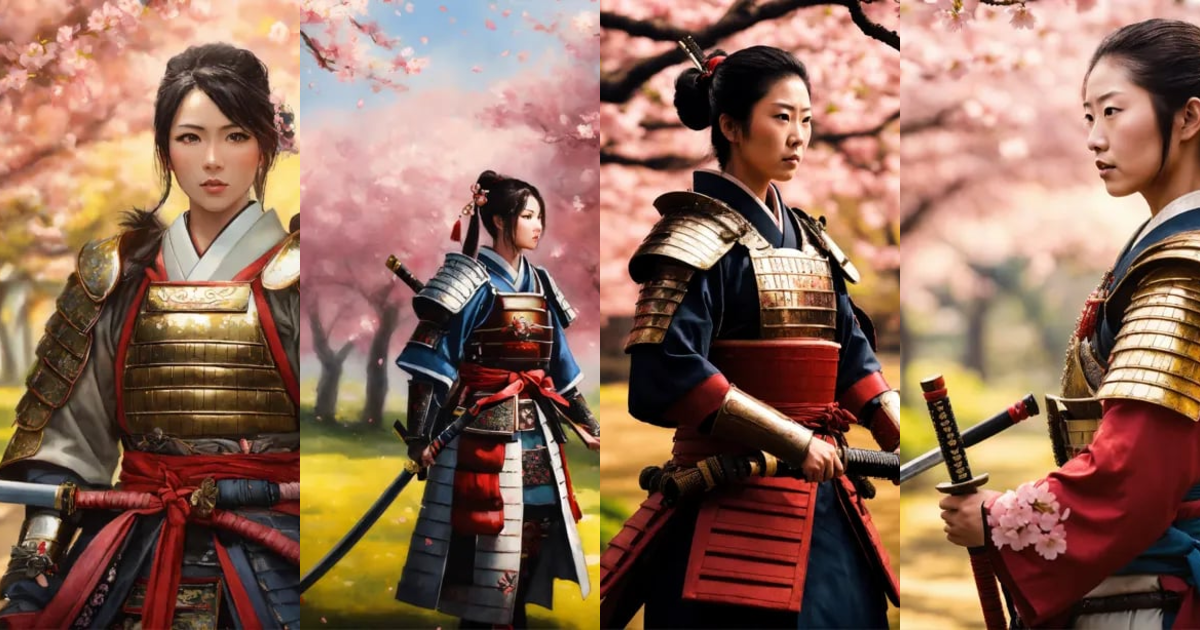 Lexica - PHOTOGRAPH OF A FEMALE SAMURAI WARRIOR, IN THE ARMOUR OF A ...