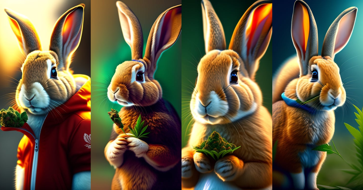 Lexica - A rabbit with a joint in his mouth saying "Nina I love you" he ...