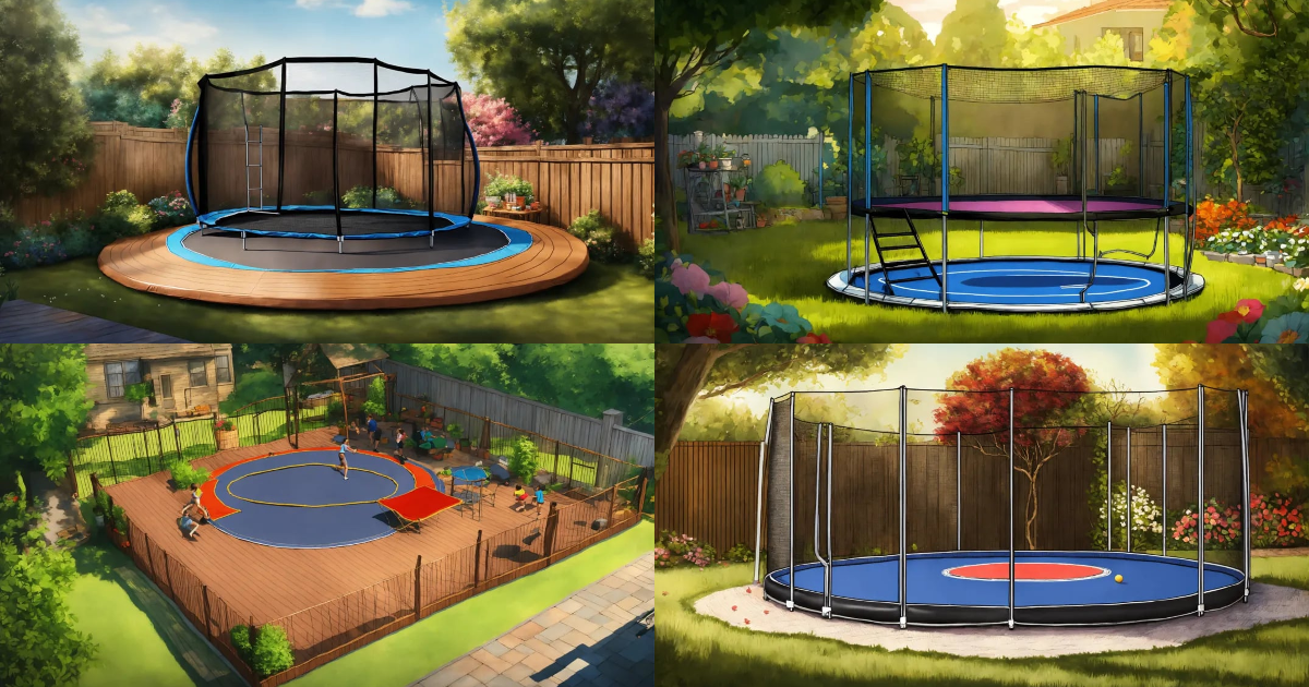 Lexica - Backyard trampoline beautiful illustration, intricate details