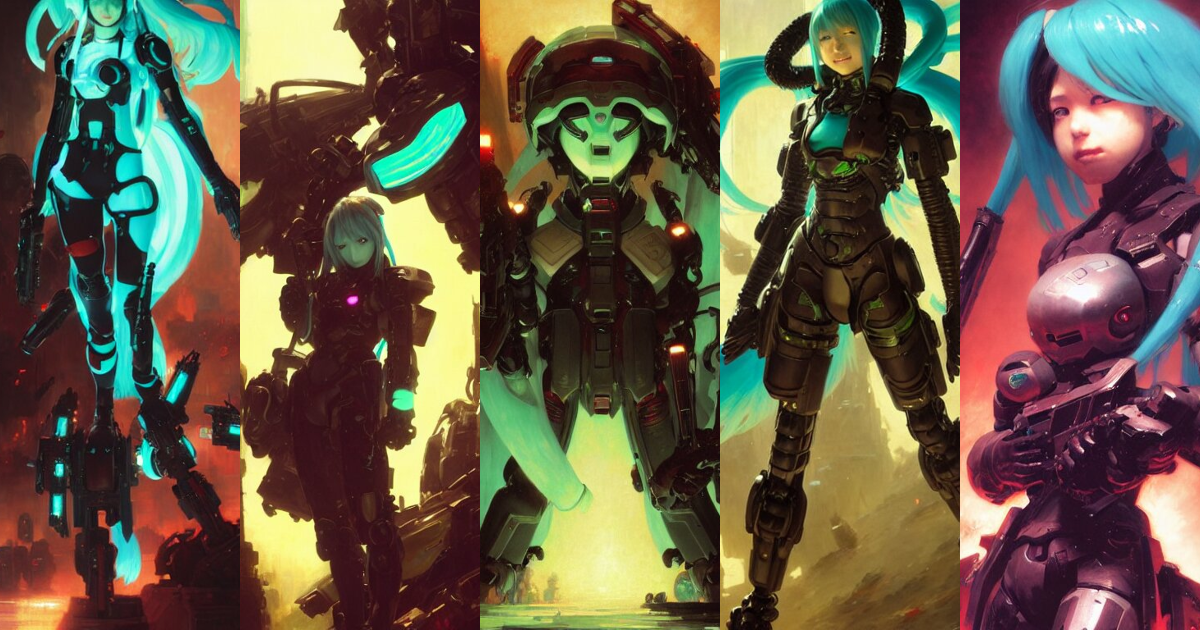 Lexica - Hatsune miku as the doom marine, portrait dnd, painting by ...