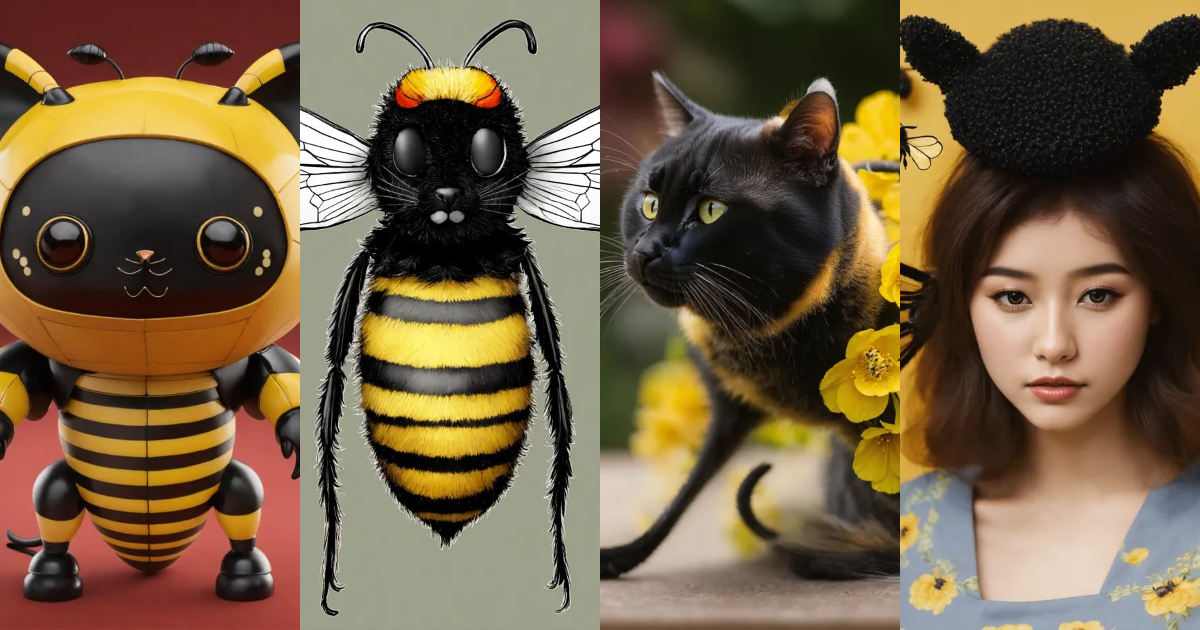 Lexica - Bee body with black cat head