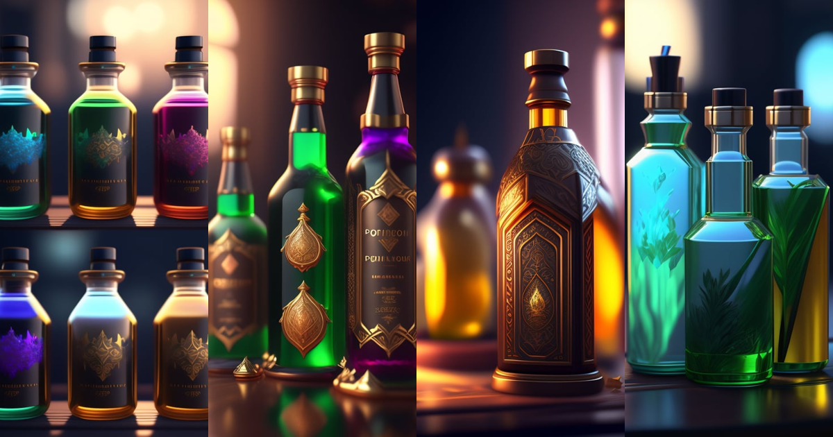 Lexica - Concept art; video game potions; intricate elegant bottles ...