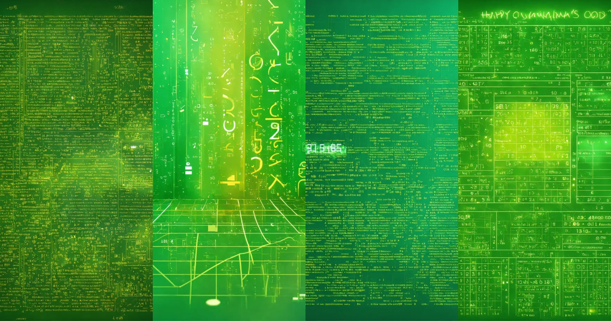 Lexica - Magical world of programming on a green background numbers and ...