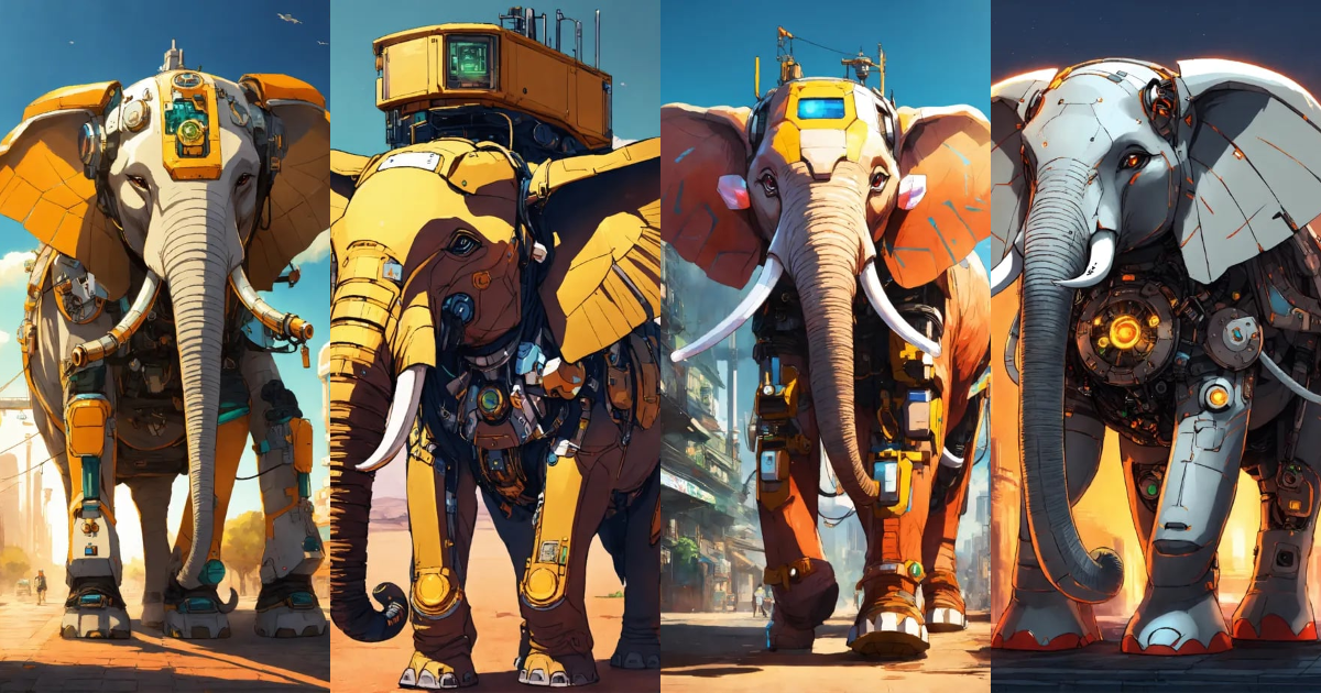 Lexica - Anime cyborg elephant solarpunk