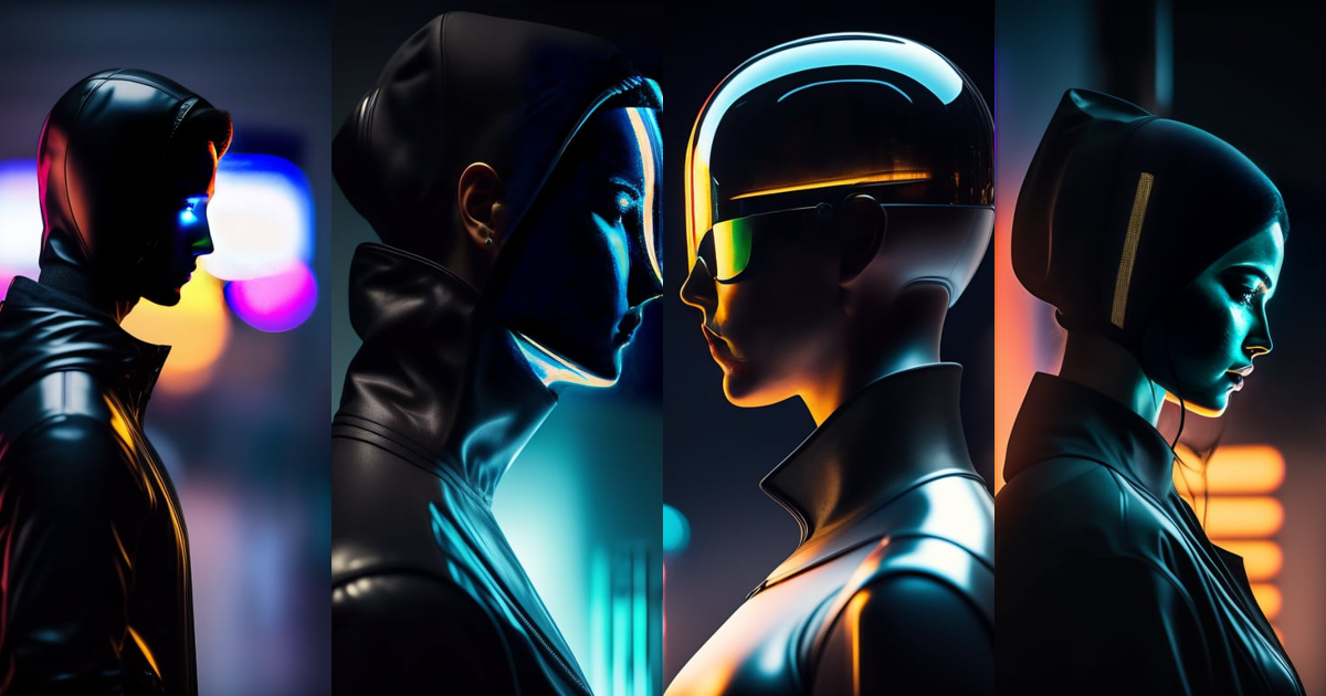 Lexica - Faceless android made of glass in a cyberpunk setting, dark ...