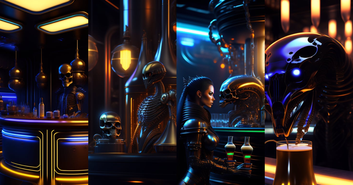 Lexica - Alien and skulls biomechanical drinking elixir futuristic ...