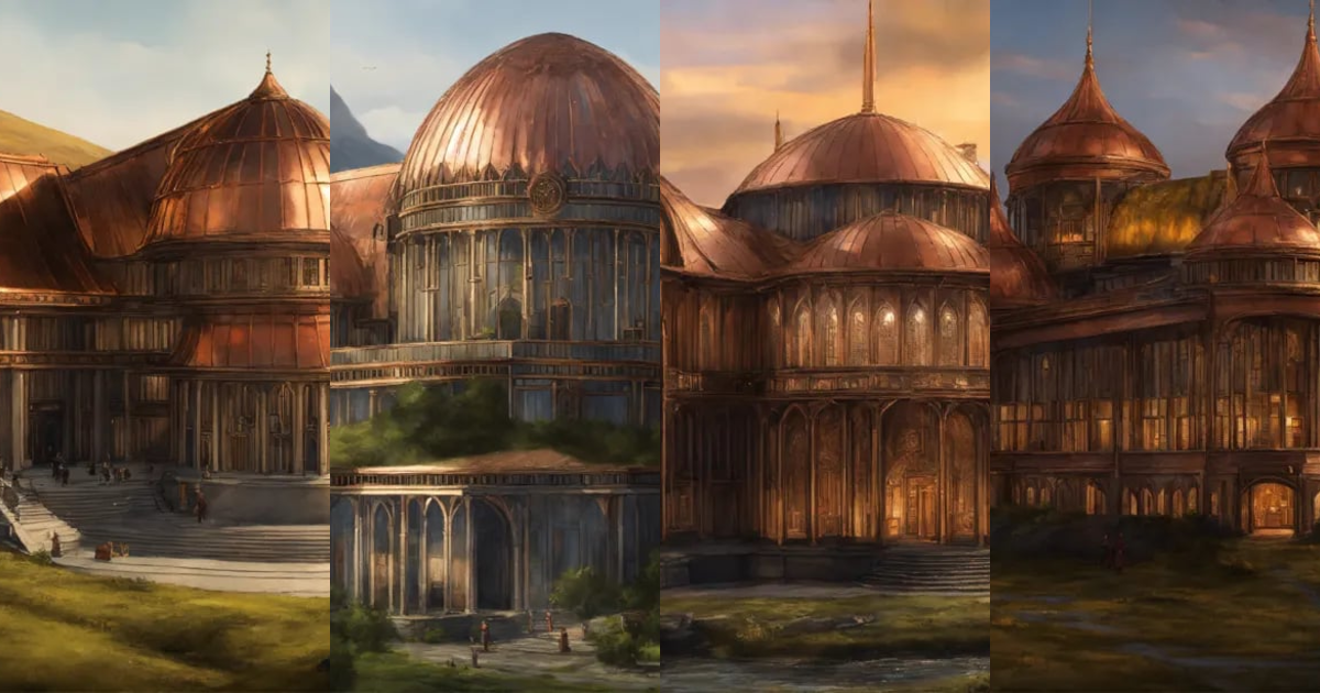 Lexica - Drawing of a fully shown elegant high elf sci fi palace with a ...