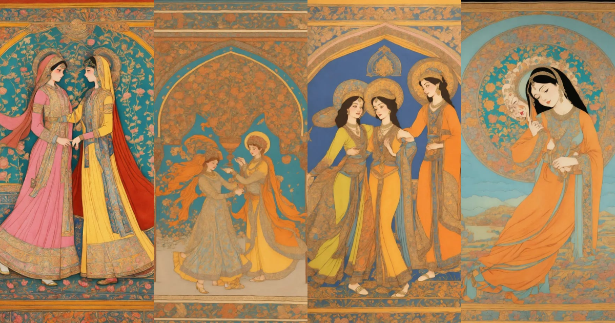 Lexica - Persian traditional art drawing the dance of God's Love. Line ...