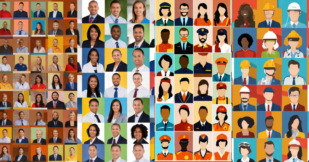 Lexica - Image A collage of your team members, showcasing their ...