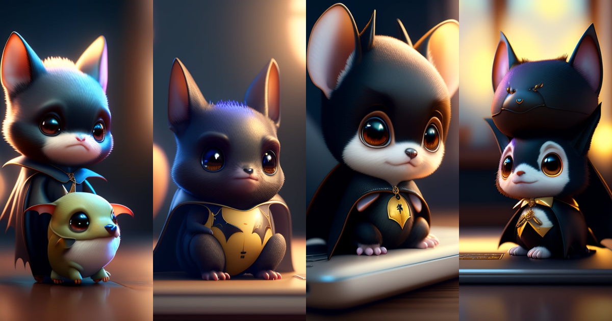 Lexica - Cute small humanoid bat sitting in front of laptop ,unreal ...