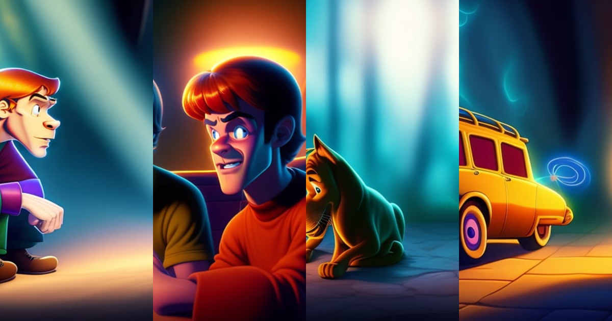 Lexica - A beautiful photo of Scooby-Doo and Shaggy being scared by a ...