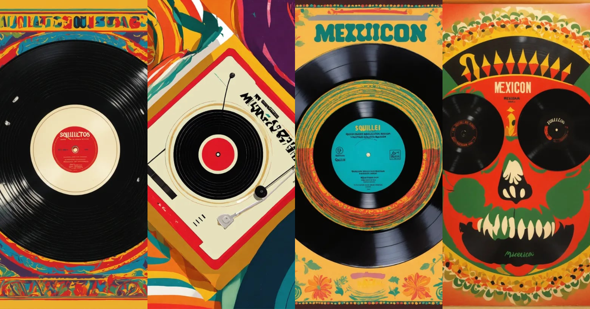 Lexica - Vinyl record cover, mexican design, squletons,