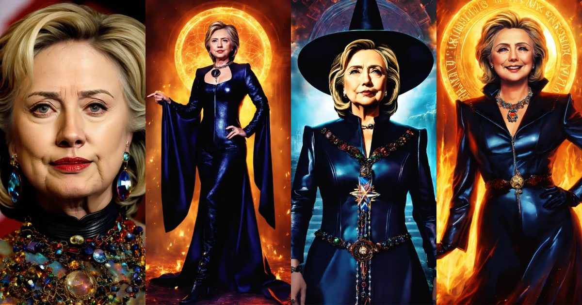 Lexica - Goddess Hillary Clinton as "Endora Ursula" the powerful dark ...
