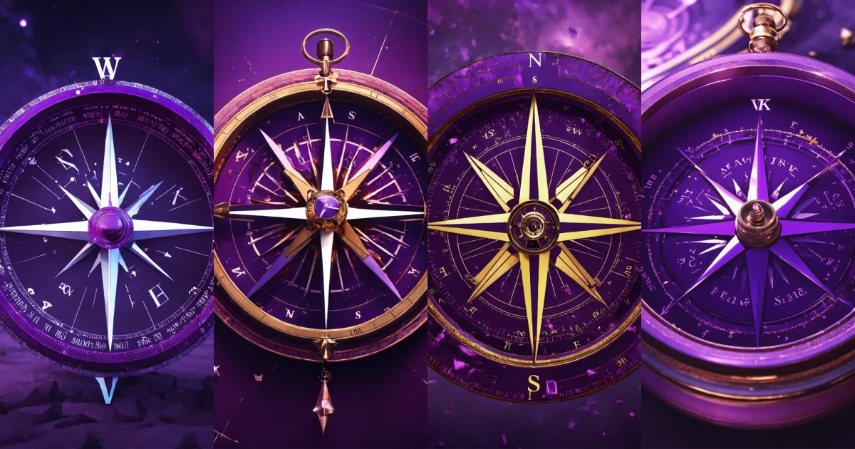 Lexica - A broken compass, purple theme, 8k