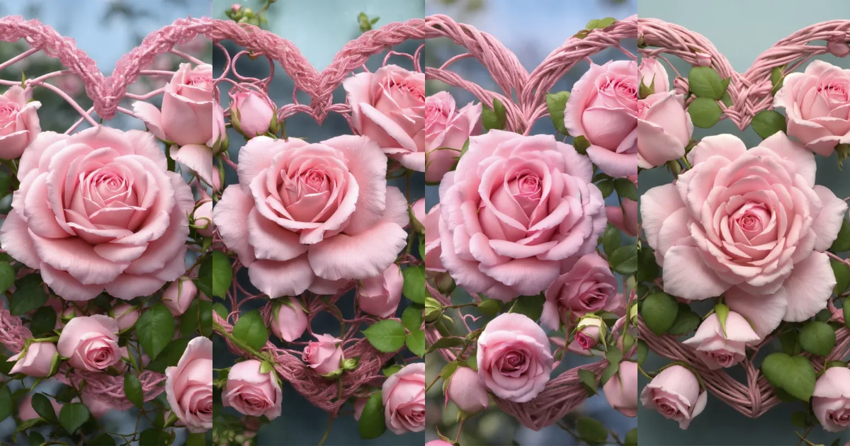 Lexica - Imagine 4 vines of intertwined small pretty pink rose buds ...