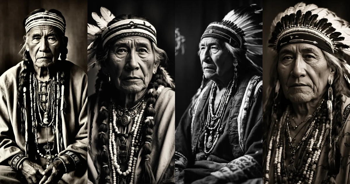 Lexica - Stoic native american elder in a rembrandt style with ...