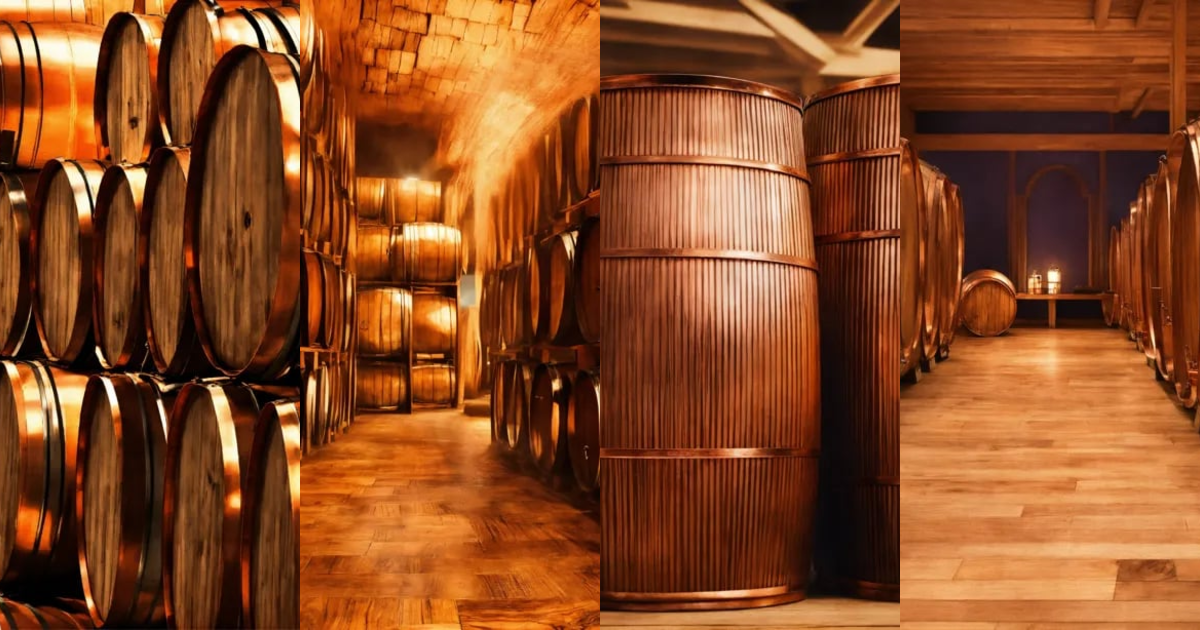 Lexica - Luxurious 1000 wood copper barrels surreal abstract drawings