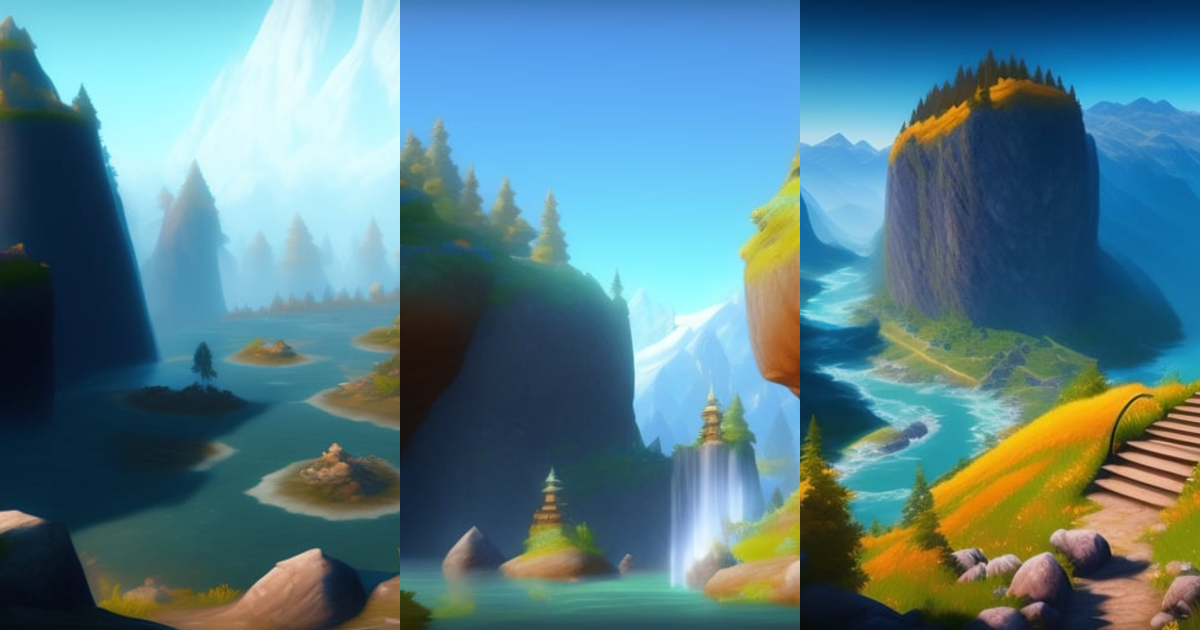 Lexica - Not a big Gorge without water, with stones and bushes, blue ...