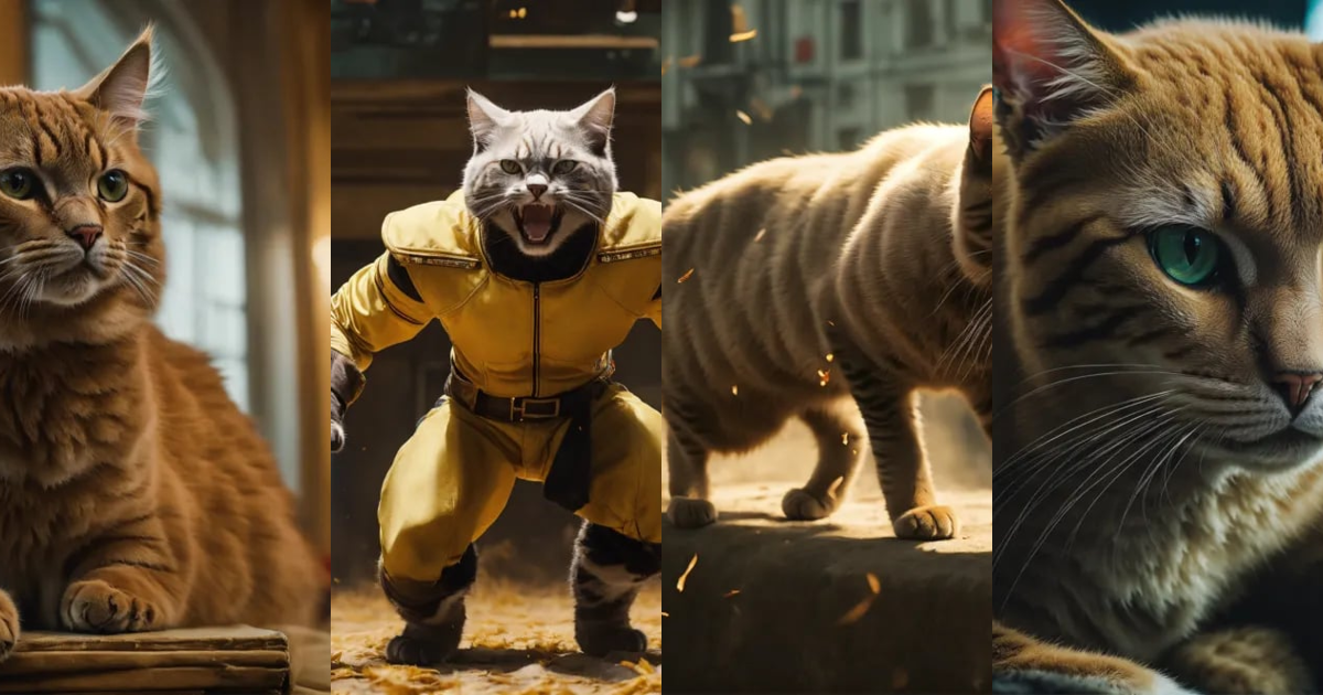 Lexica - Produce me an image of cat wolverine in fighting action, movie ...