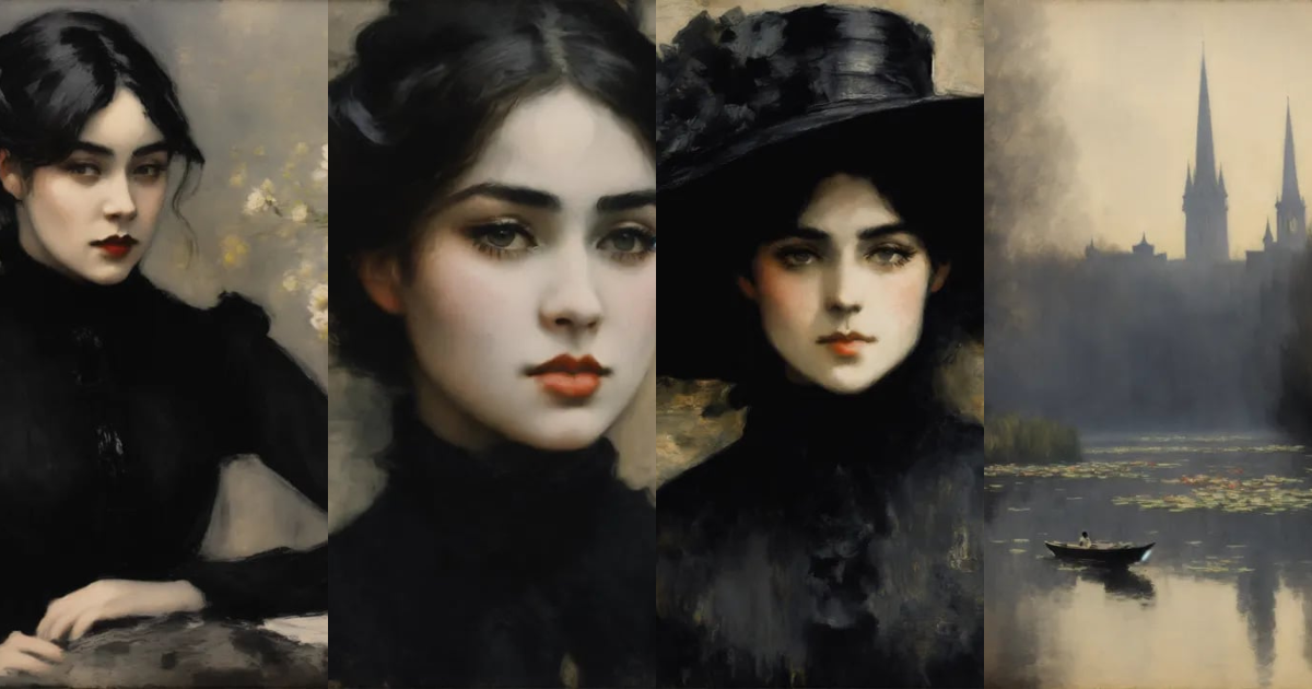 Lexica - Monet impressionism, portrait, monochrome, vintage, oil paint ...