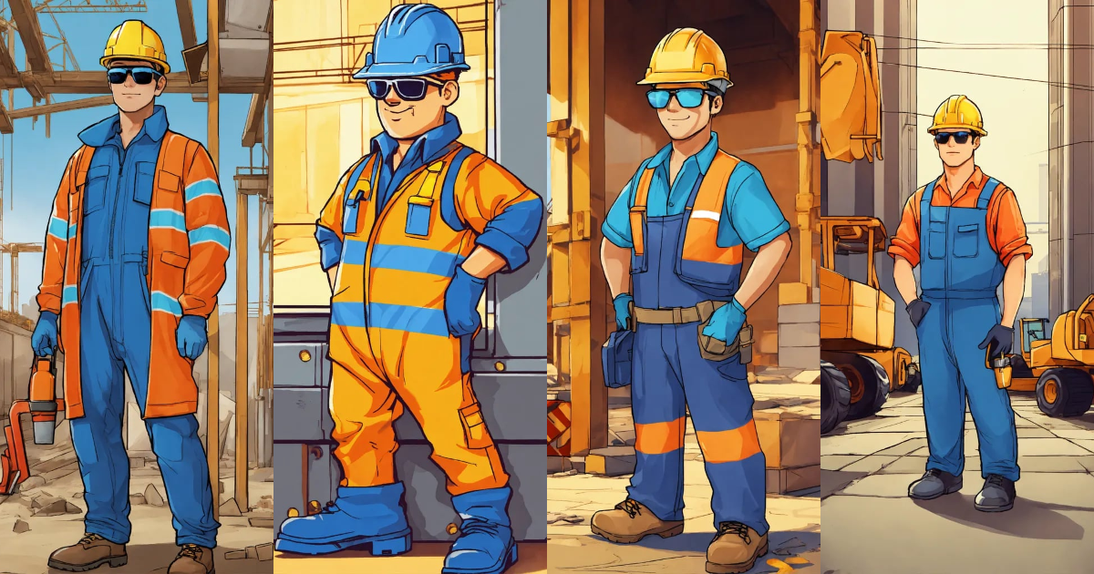 Lexica - A construction worker with safety helmet, wearing shades ...