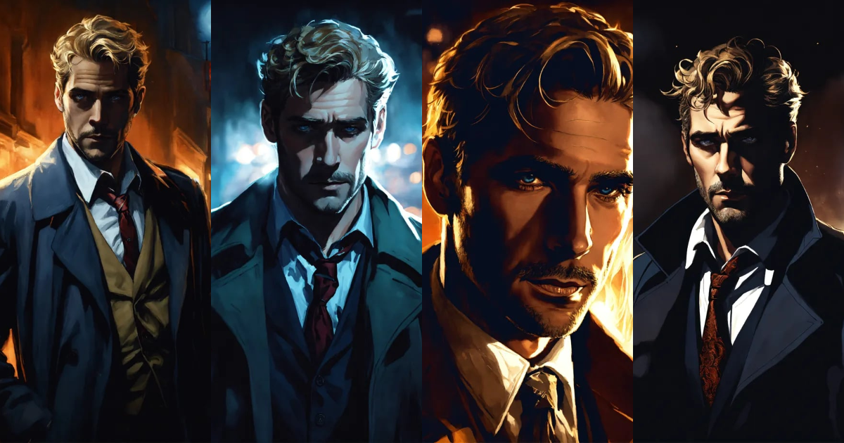 Lexica - "film noir John Constantine", noir, fog, midnight, magic ...