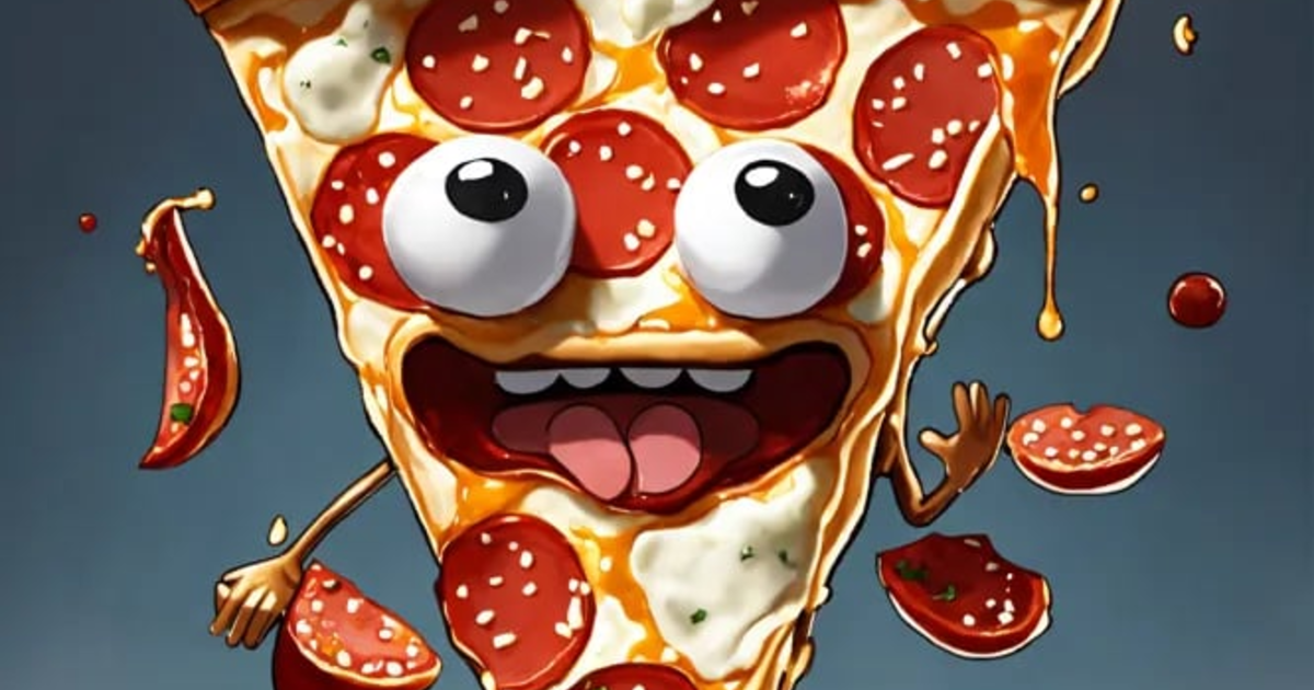 Lexica - A SINGLE SLICE of comic HUMANOID PEPPERONI pizza that looks ...