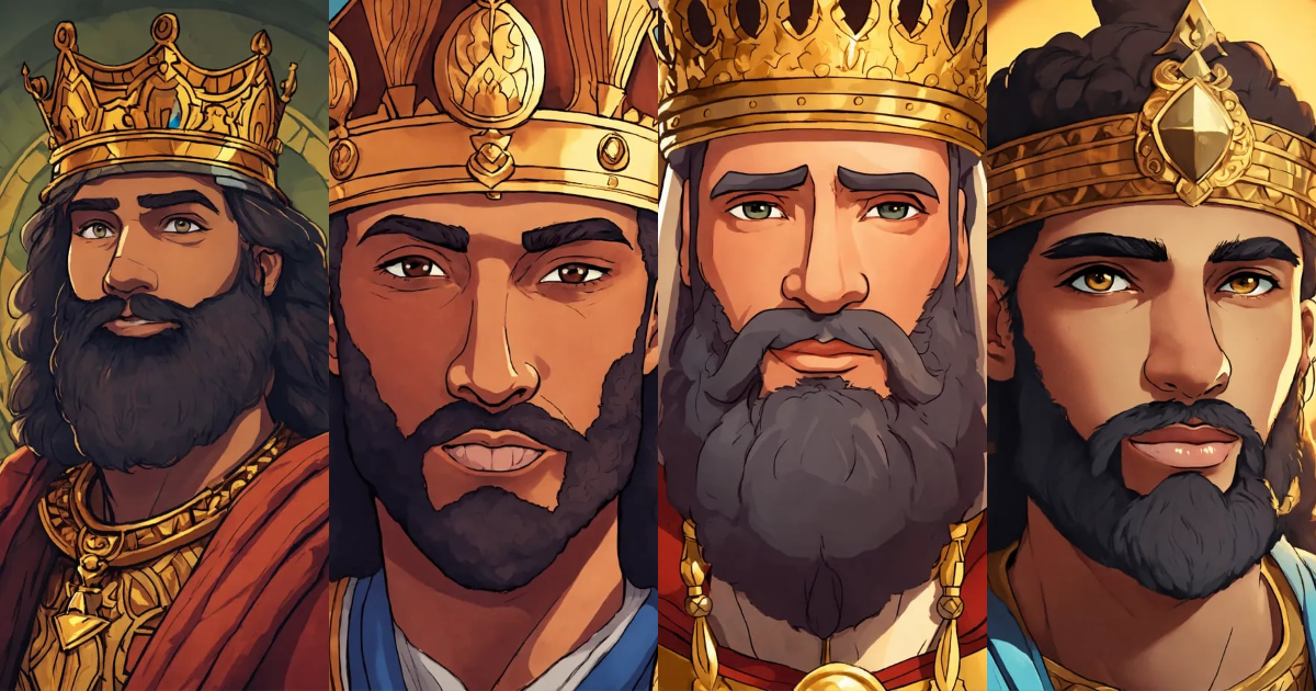 Lexica - King joash from the bible, 2d cartoon, face closeup