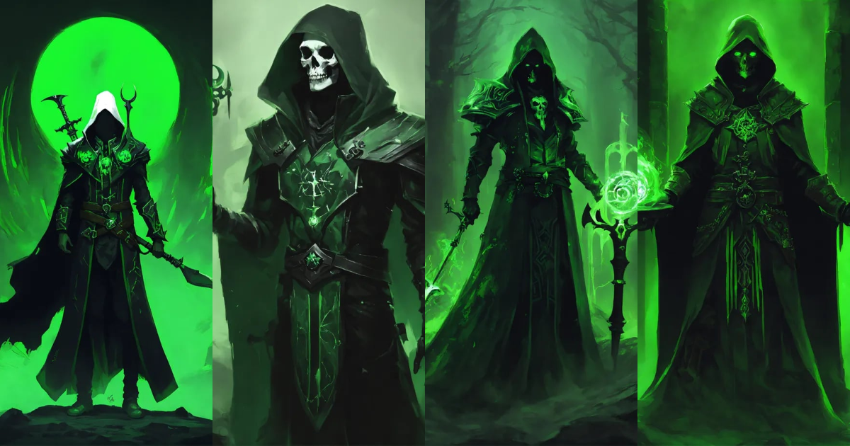 Lexica - Necromancer, green, black, white, minimalist