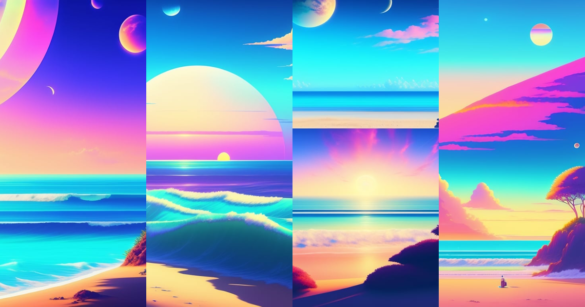 Lexica - Beautiful beach horizon view of the tropical ocean on an alien ...