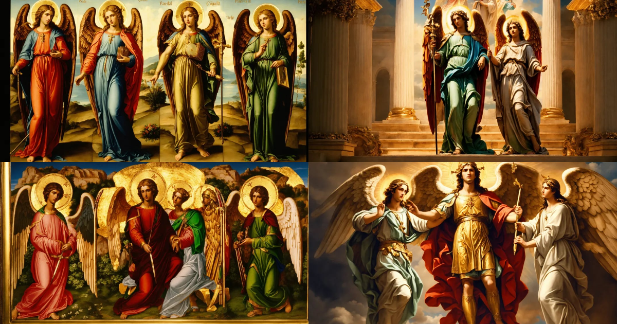 Lexica - High resolution image, 8k, of the three angels of God, Saint ...