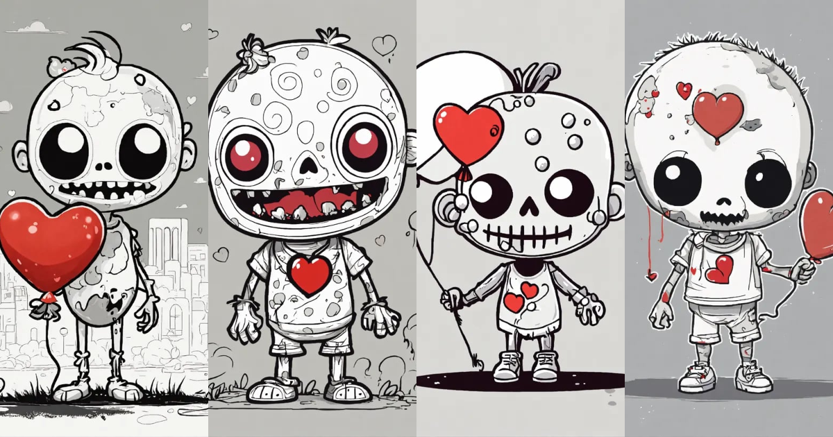 Lexica - Cute Zombie friend Zombie with a heart-shaped balloon. for a ...