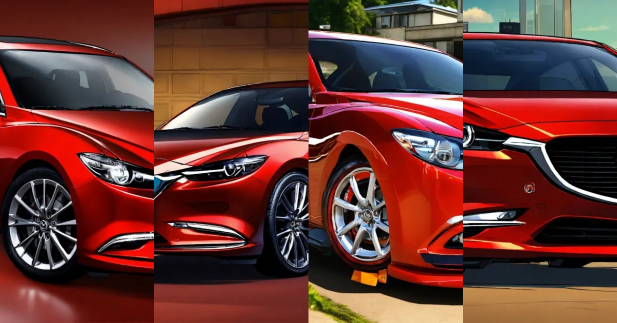 Lexica - Mazda 6, red, cartoon, sticker