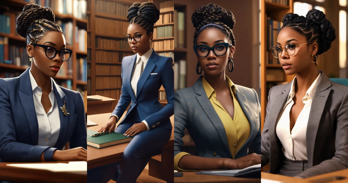 Lexica - HD 3d render of an alluring stunning and studious Black woman ...