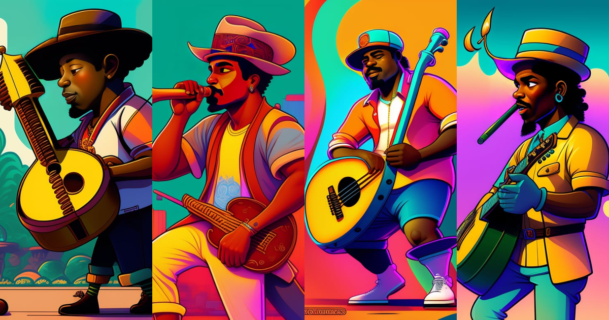 Lexica - A study of cell shaded cartoon of a man playing conga, a cuban ...