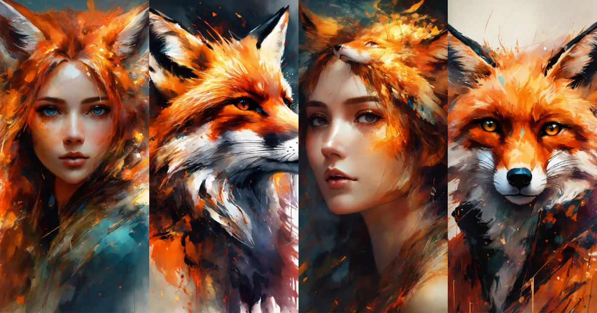 Lexica - Professional portrait of a firey fox, abstract beauty ...