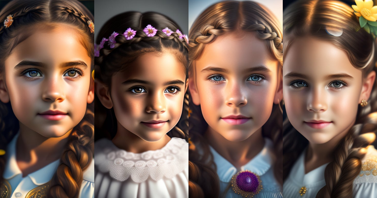 Lexica - Photo realistic closeup portrait of sweet little girl, braided ...
