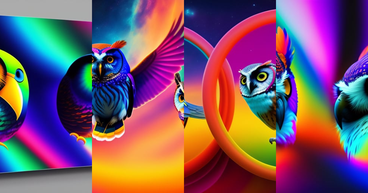 Lexica - Picture of colourful and diverise owls flying together in the ...