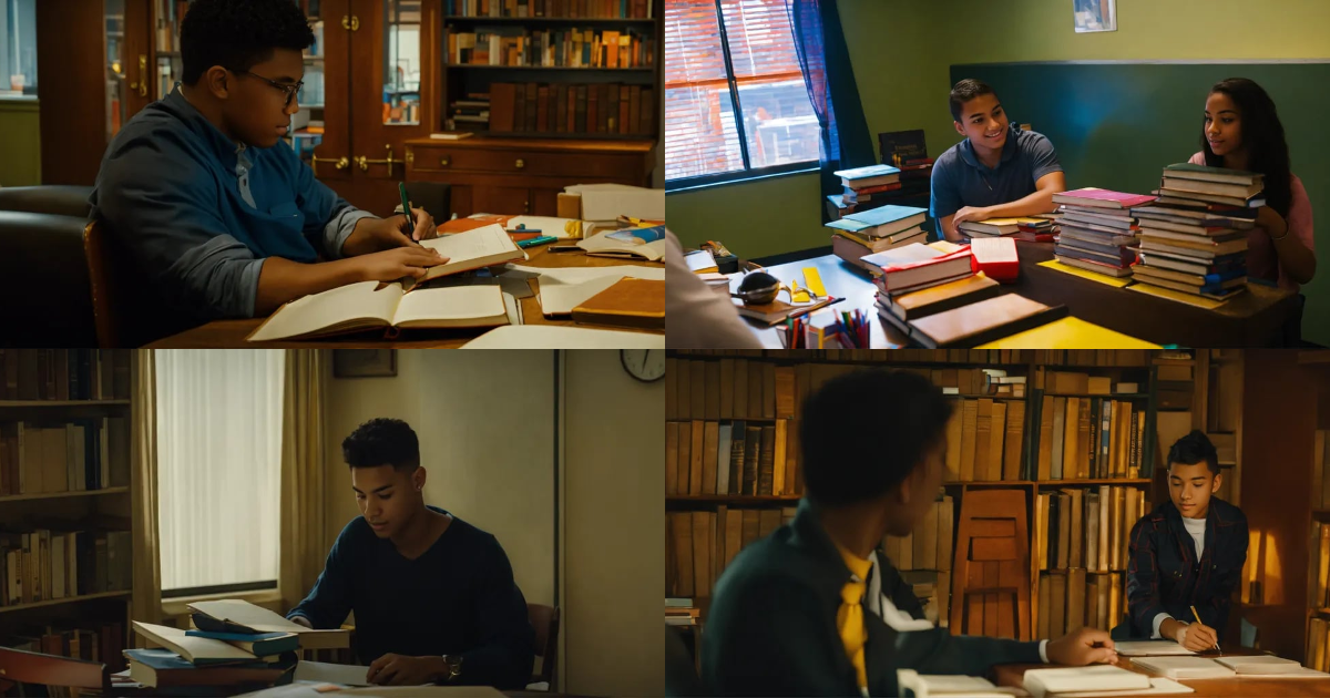 Lexica - Mentoring private a college student over a desk full of ...