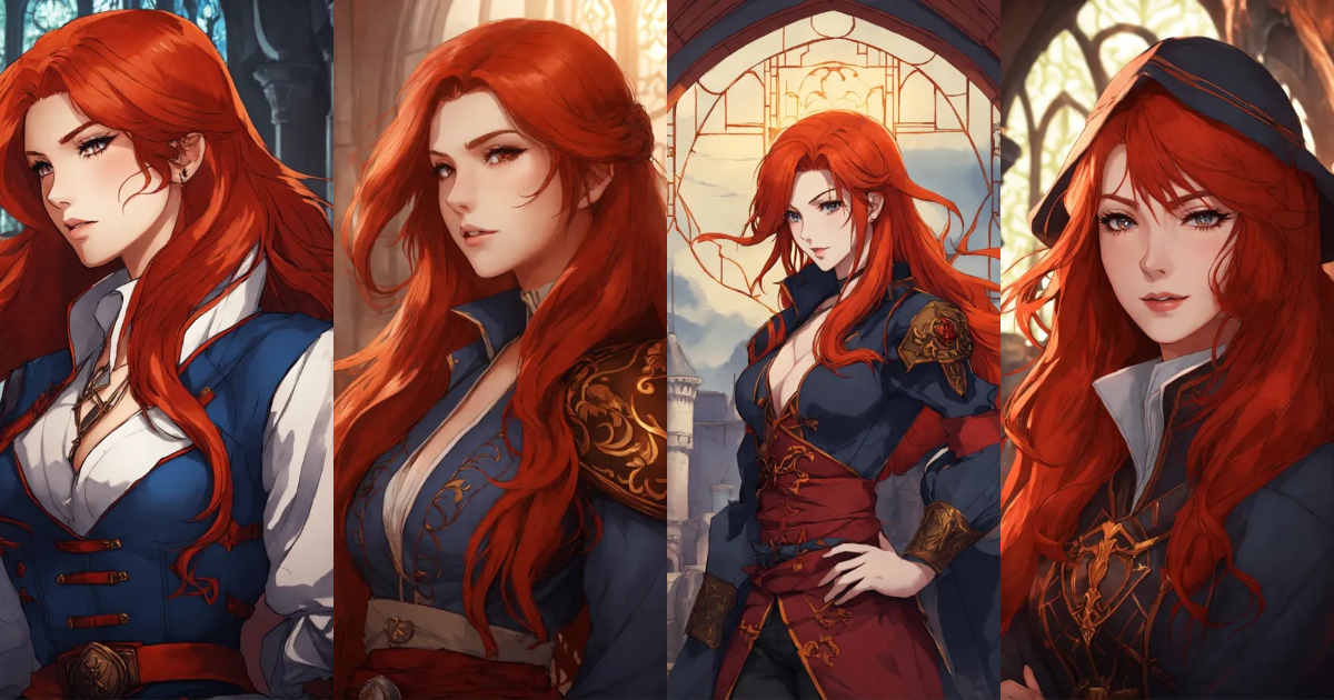 Lexica - Beautiful redhead woman in the style of anime castlevania ...