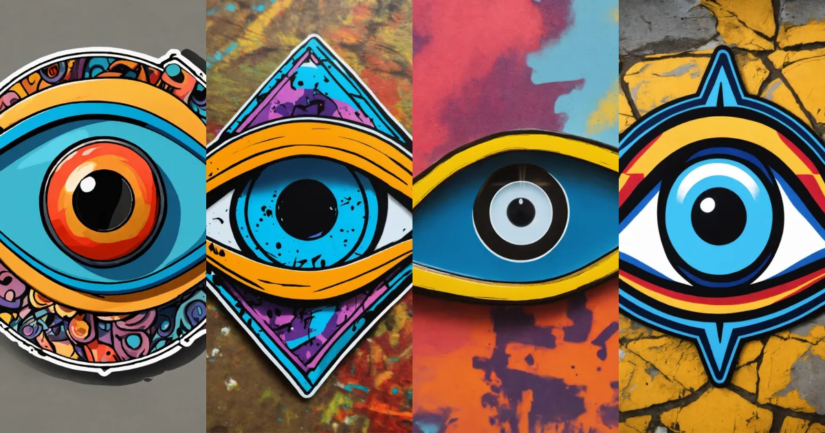 Lexica - Minimalist evil eye sticker design in a graffiti style