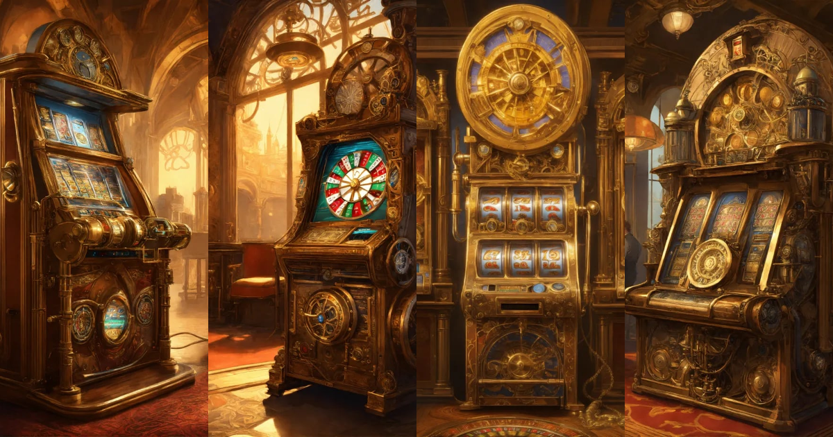 Lexica - Steampunk casino slot machine, close view. concept art ...