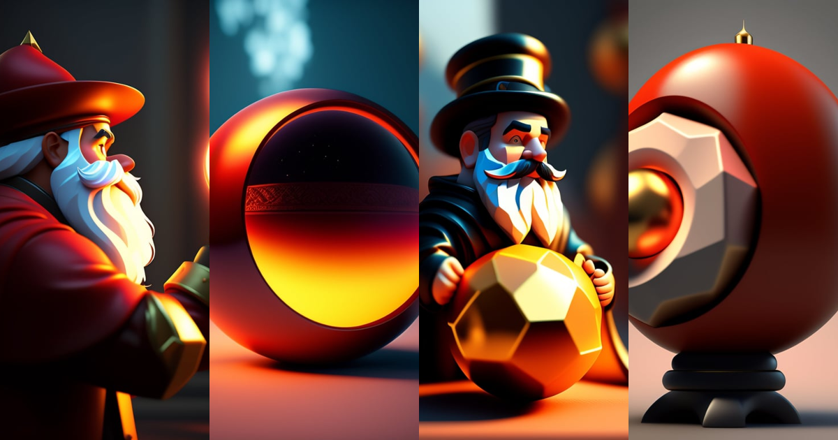 Lexica - Sorcerer marx pondering his orb, low poly