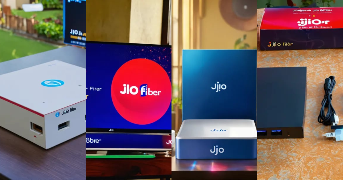 Lexica - /imagine prompt Jio air fiber unboxing on the table. The ...