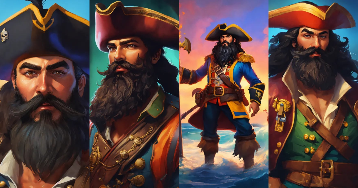 Lexica - Blackbeard, volumetric realistic cartoon oil paint, 2D ...