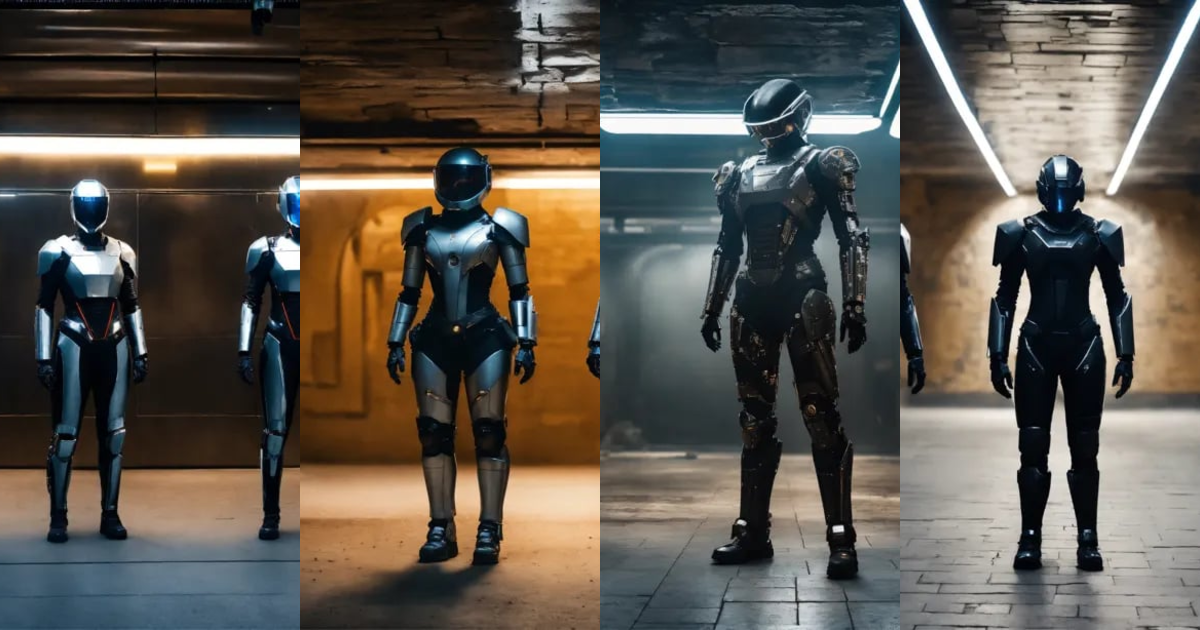 Lexica - An ultrarealistic photograph of three different minimalist futuristic full body ...