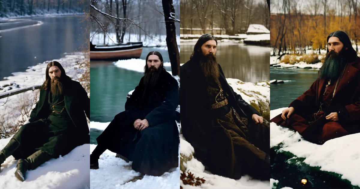 Lexica - Grigori Rasputin lying next to a river in the snow