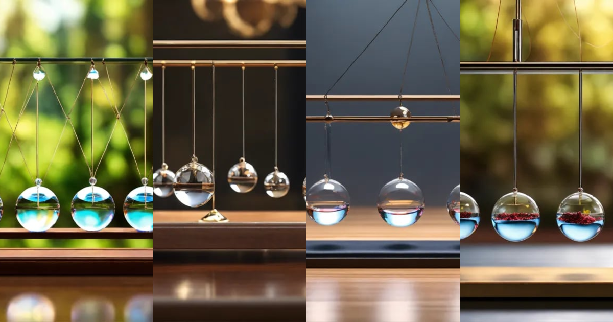 Lexica - Newton cradle, five crystal clear transparent pendulums, one ...