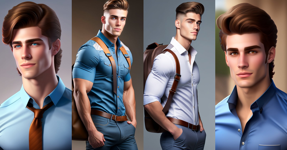 Lexica - Hot boy 25 year old, blue shirt ,white pent brown hair, laptop ...