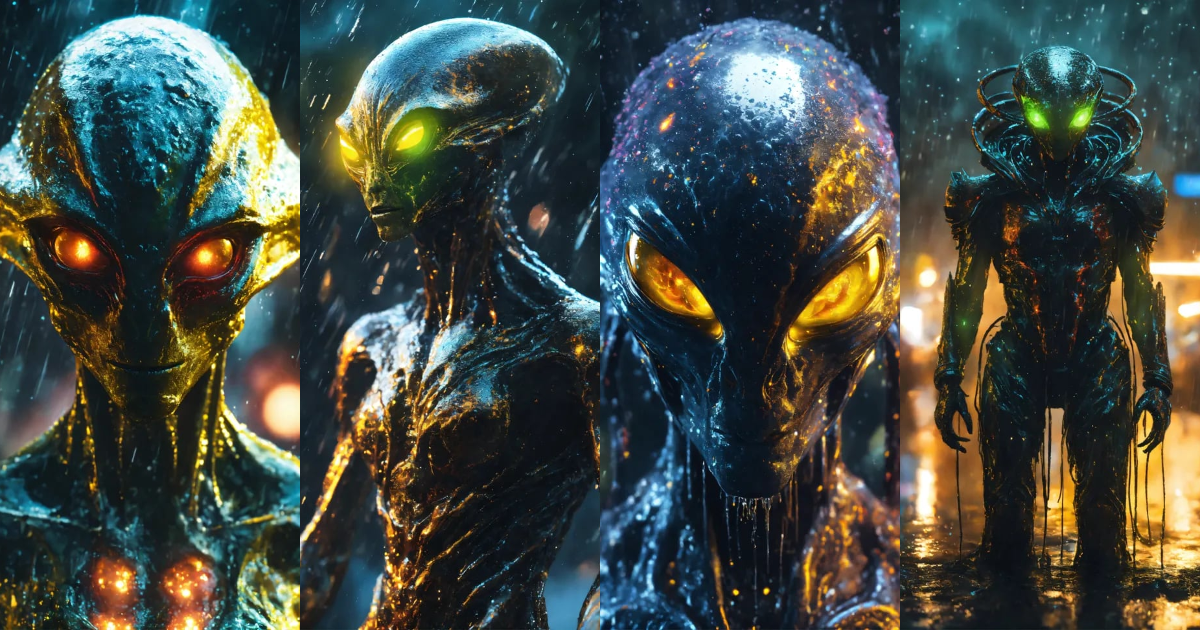 Lexica - An menacing alien with glowing eyes filled with swirling ...